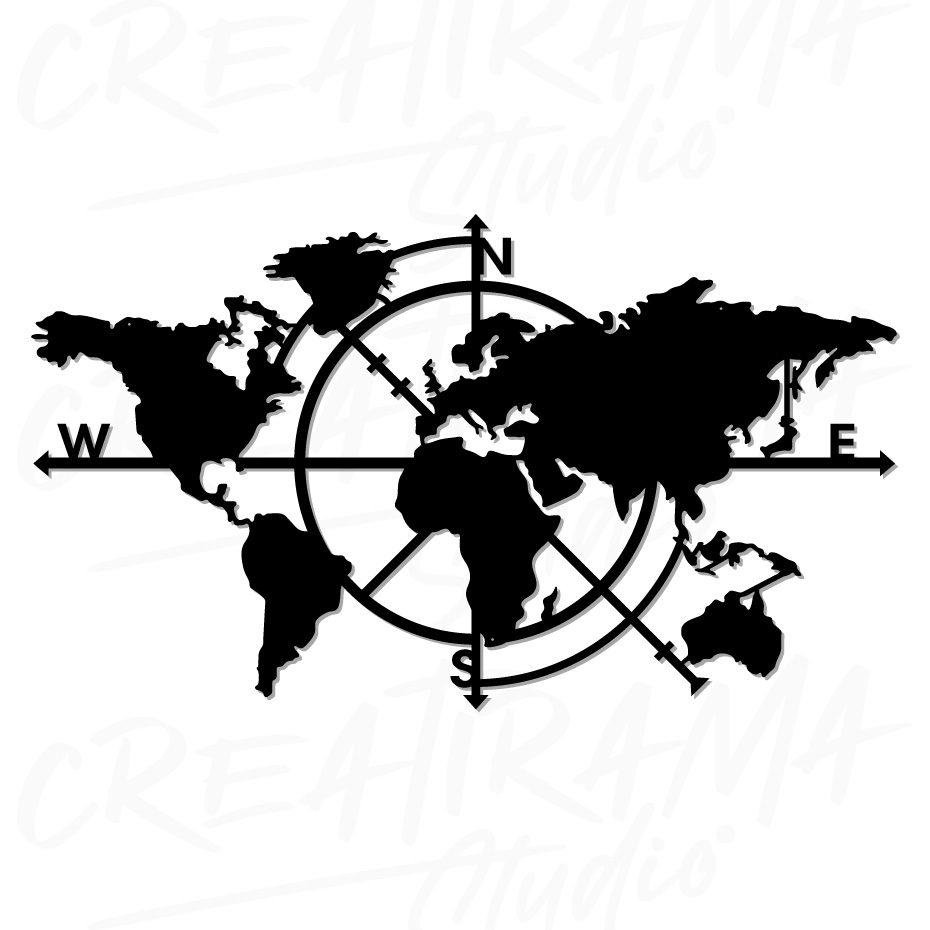 Compass World Map - Creatirama Studio